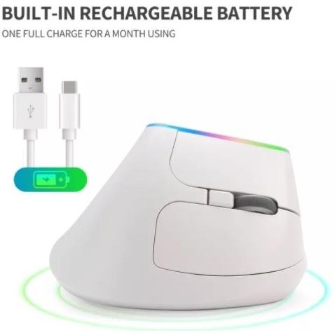 Jual Delux M618D Rechargeable Wireless Vertical Ergonomic Mouse Gaming RGB - Putih, M618DB ...