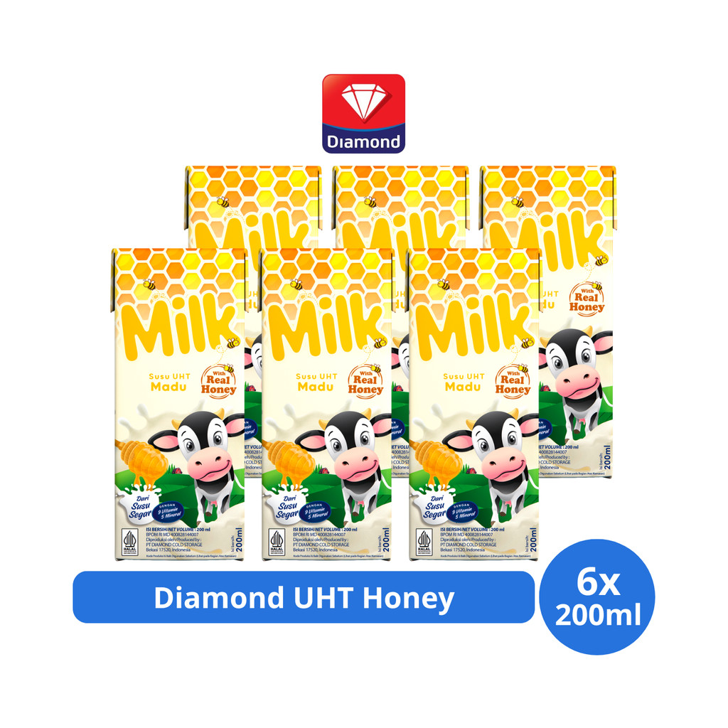 Jual Diamond Milk Susu UHT Honey 200ml x 6 pcs | Shopee Indonesia