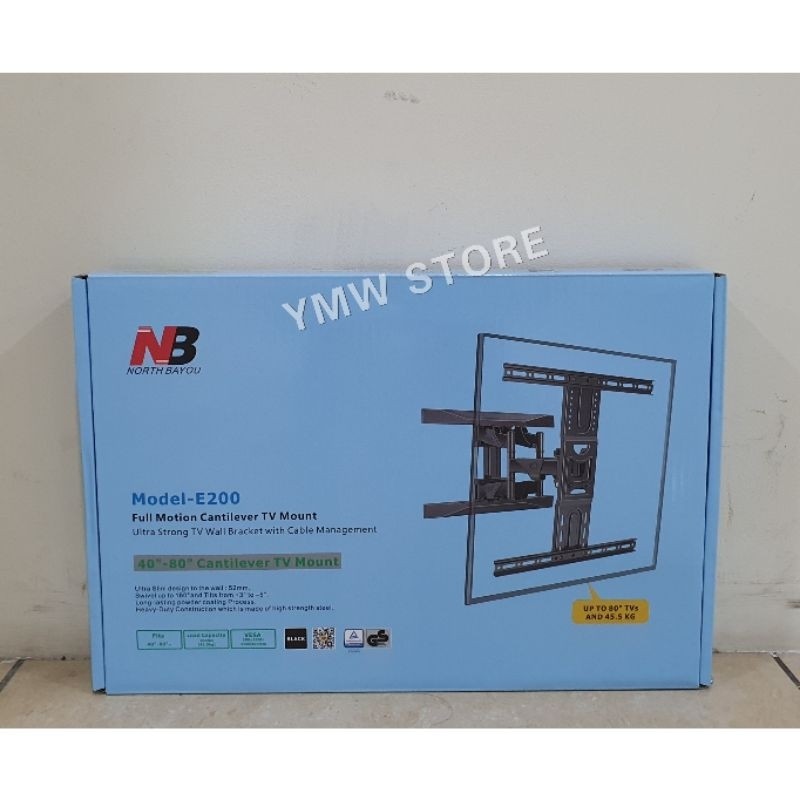 Jual NORTH BAYOU E200 / E 200 Bracket TV Swivel 40" - 80" (versi NBP6 / NB P6 ) | Shopee Indonesia