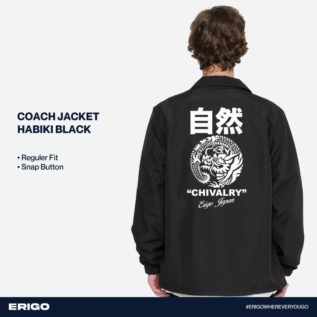 Jual Erigo Coach Jacket Graphic Habiki Black | Shopee Indonesia