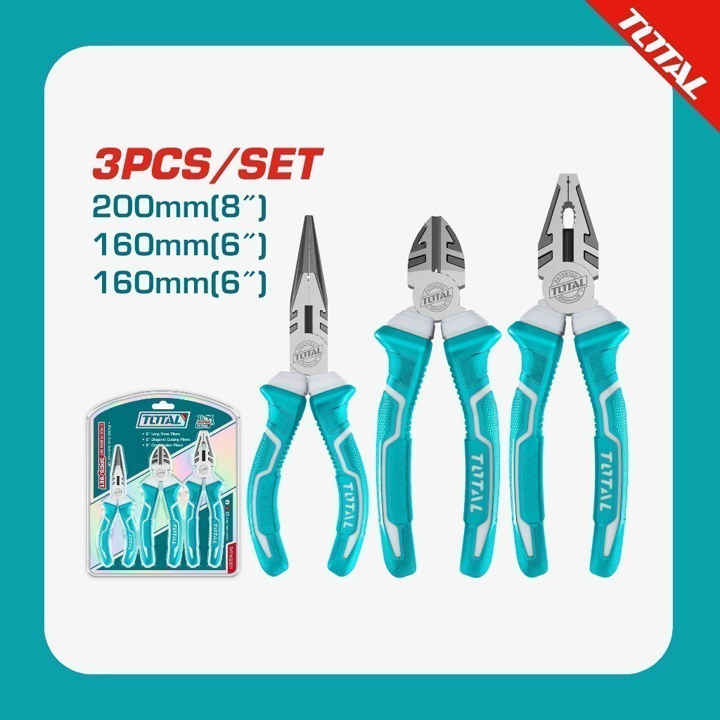 Jual 【TOTAL】Set Tang 3 Pcs - THT1K0301 | Tang Kombinasi 8" + Tang ...