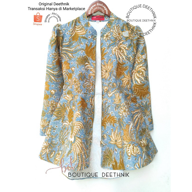 Jual Discount Baju Batik Model Peplum Warna Biru Keabuan Resleting ...