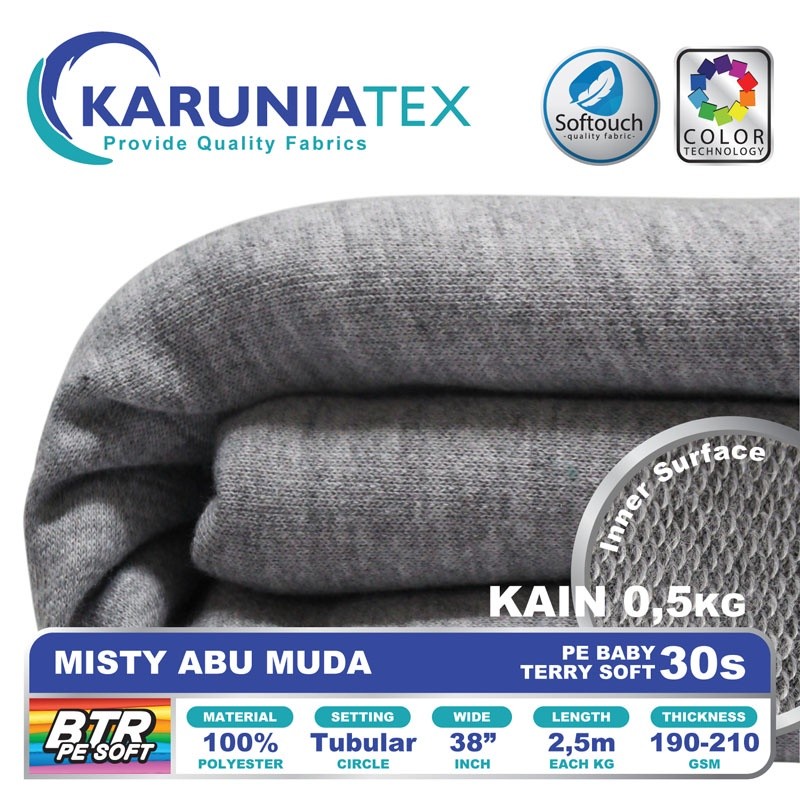 Jual Kain Baby Terry PE Soft 30s Kiloan | Misty Abu Muda | Karunia ...