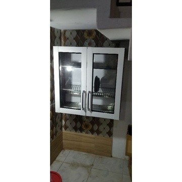 Jual RAK DAPUR KITCHEN SET ATAS 2 PINTU KACA+RAK PIRING STENLIS ...