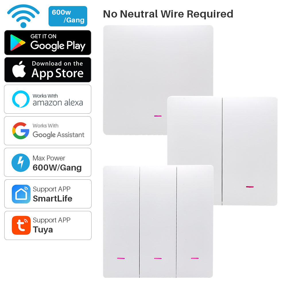 Jual Tuya Smart Wifi Switch 220V No Neutral Wire Required 1/2/3 ...