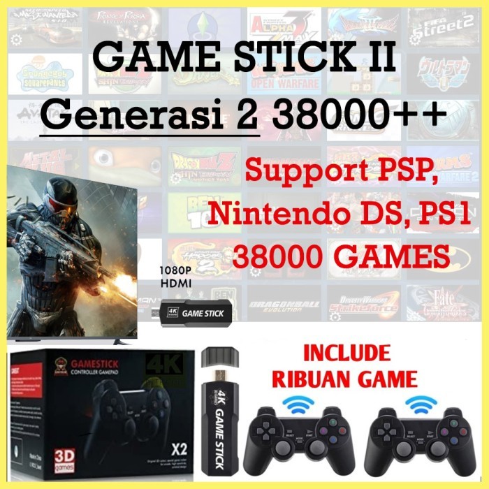 Jual 4K Game Stick TV BOX 3000 Video Games Retro Mini Console Wireless ...