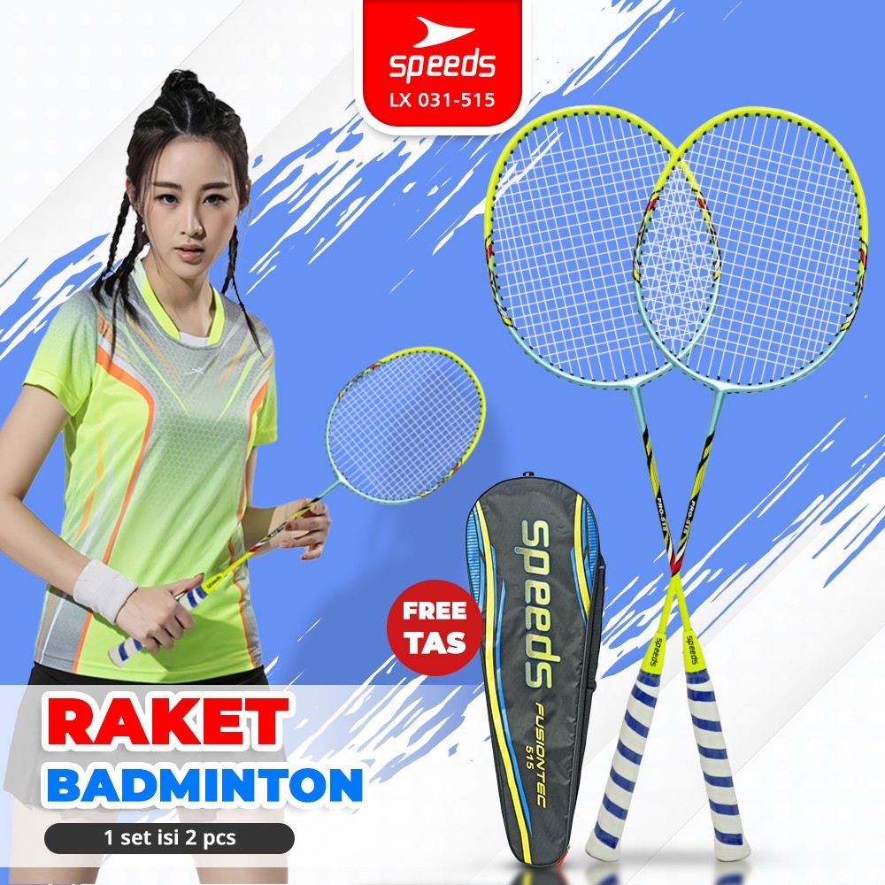 Jual SPEEDS Raket Badminton Bulu Tangkis Paket Lengkap 1 Set 2pcs Alat ...