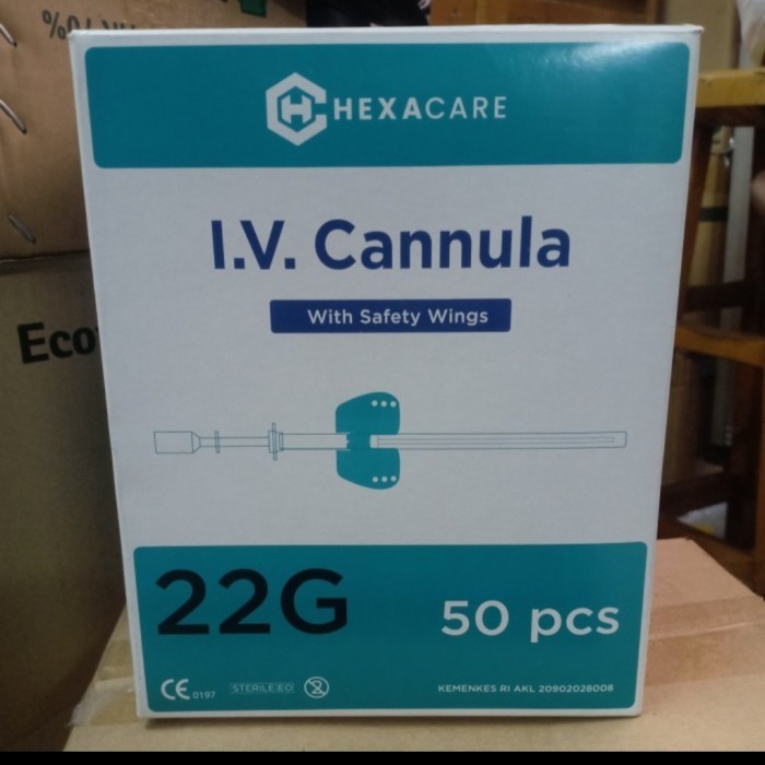 Jual I.V.Canulla With Safety Wing//Vemflon Hexacare 22G dan 24G Box ...