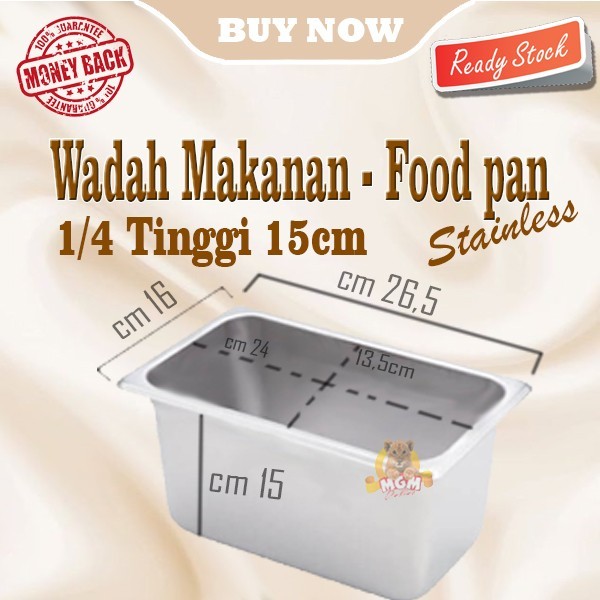 Jual FOOD PAN PRASMANAN STAINLESS UKURAN 1/4 TINGGI 15CM / WADAH STAINLESS | Shopee Indonesia