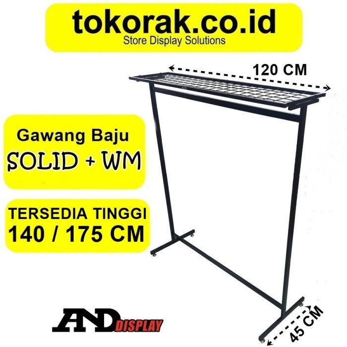 Jual GAWANG BAJU SOLID 120CM + RAM 120 X 30 CM RAK BESI SULING PIPA ...