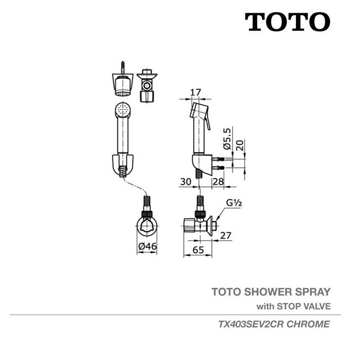 Jual TOTO Shower Spray TX403SEV2CR | Jet Washer - Jet Shower- Shower Kloset PS10 | Shopee Indonesia