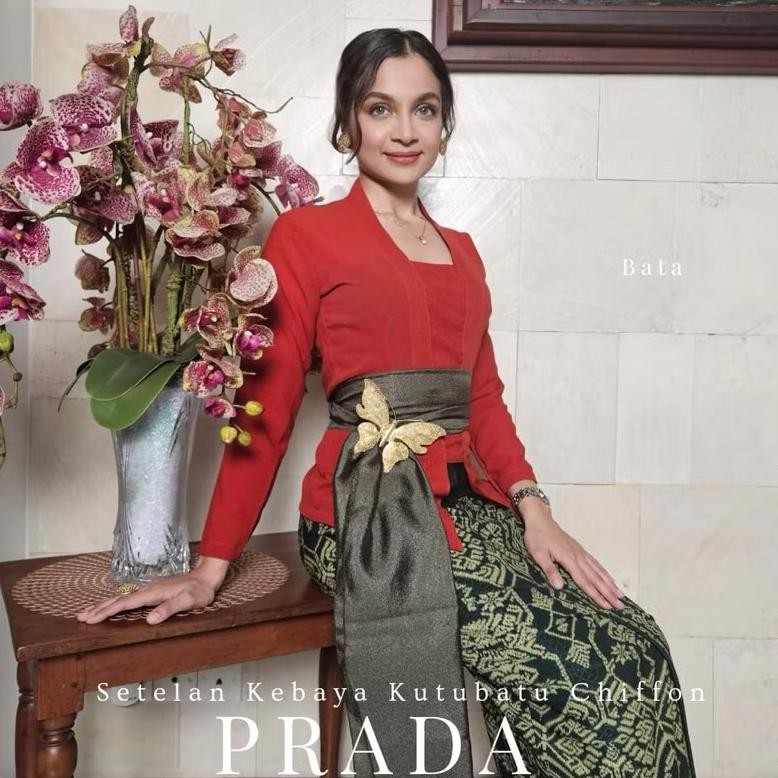 Jual marin setelan kebaya bali chiffon | kebaya kutubaru bali lengan panjang chiffon | set ...