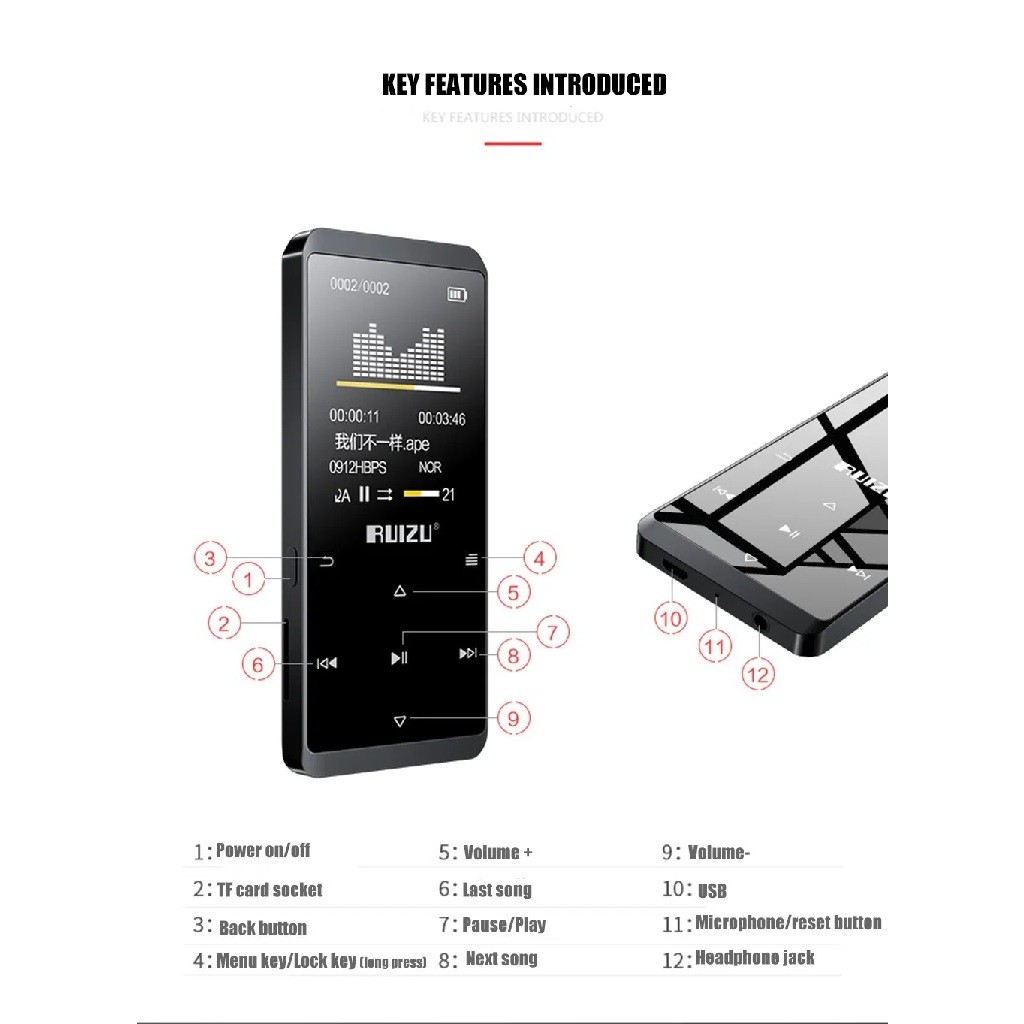 Jual RUIZU D02 16GB AESTHETIC Version MP3 MP4 Lossless HD FLAC Audio ...