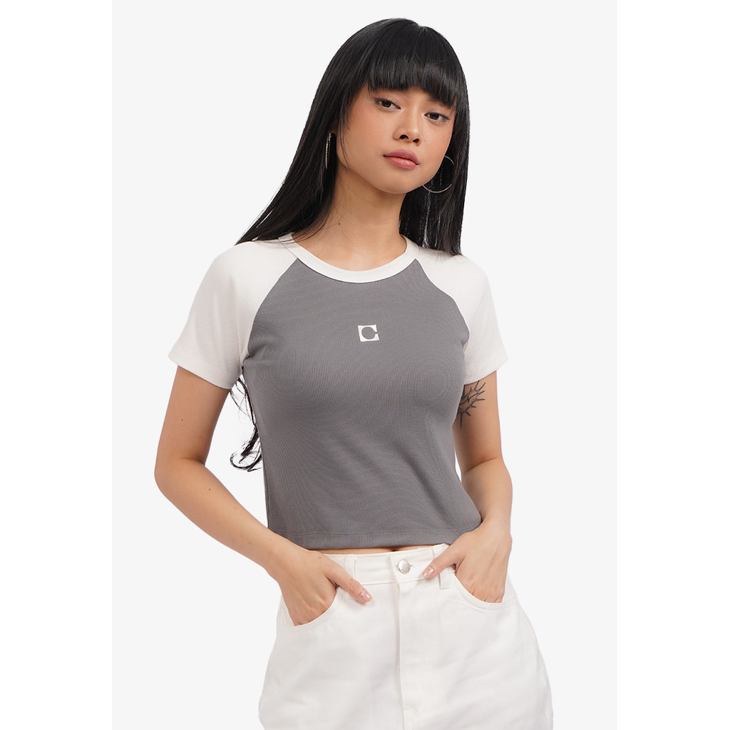 Jual COLORBOX Short Sleeve Raglan Logo T-Shirt Grey | Shopee Indonesia
