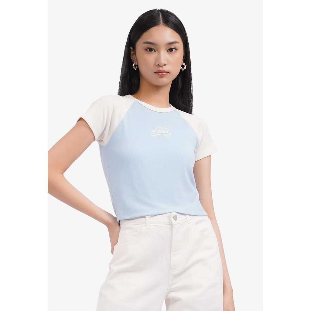 Jual COLORBOX Short Sleeve Raglan Logo T-Shirt Lt. Blue | Shopee Indonesia