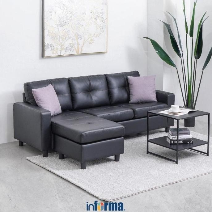 Jual Informa Berwick Sofa L Sectional Kulit - Hitam Tempat Duduk Empuk ...