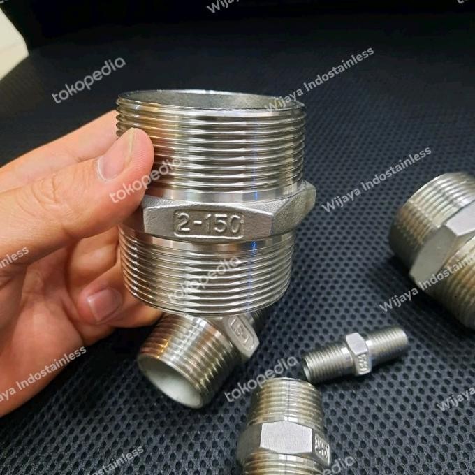 Jual NIPPLE 2" INCH STAINLESS SS316 / DOUBLE NEPEL SS 316 DRAT 2" INCH ...