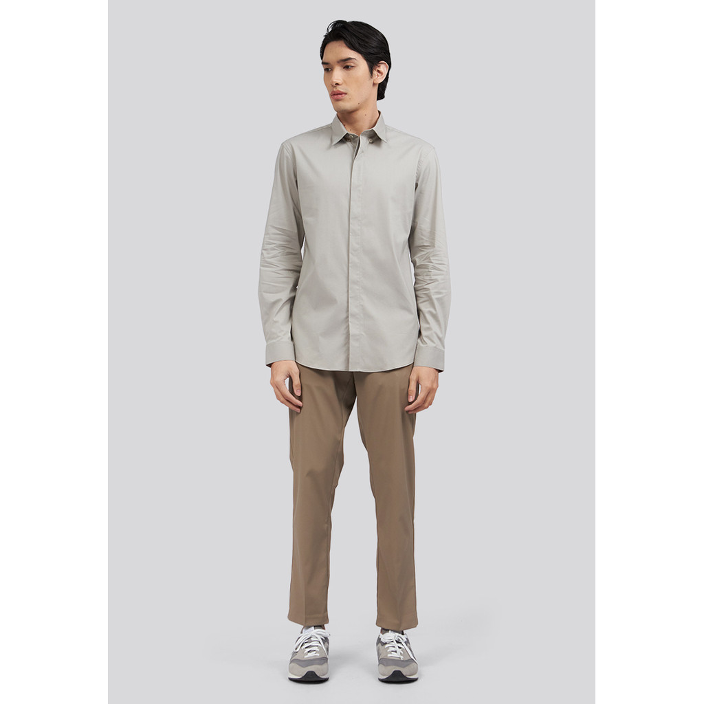 Jual Executive Hidden Placket Long Sleeve Shirt Sustained Grey | Shopee ...