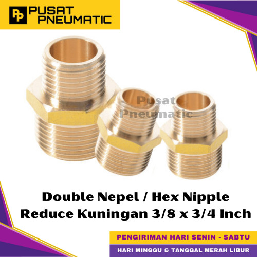 Jual 3/8" x 3/4" Male Thread Straight Fitting Connector Reducer Double ...