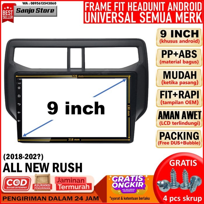 Jual Frame OEM 2018 TOYOTA ALL NEW RUSH Head Unit Android 9 inch ...