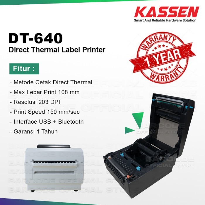 Jual PRINTER BARCODE THERMAL KASSEN DT640 BT Print Label Resi Tokopedia ...