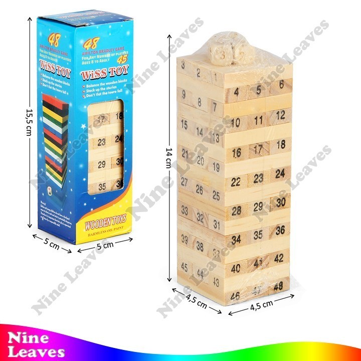 Jual Mainan Game Toys Wooden Stacko Kayu Mini Balok Susun Kayu Angka ...