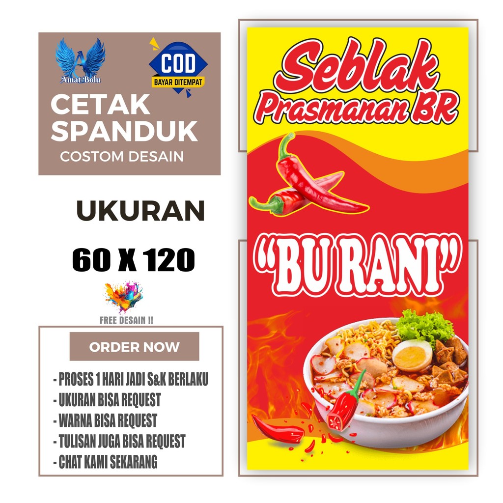 Jual Cetak Spanduk Banner Seblak Prasmanan Ukuran 60x120 CM Costom ...