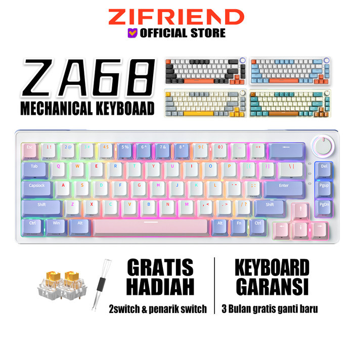 Jual Zifriend Za68 Mechanical Gaming Keyboard 3 Modes 5Pin Hotswap Rgb ...