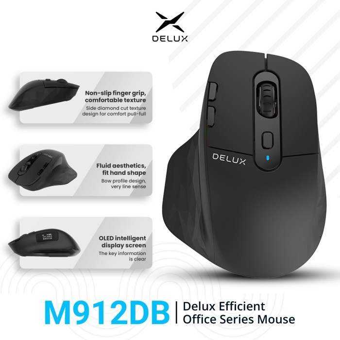 Jual Delux M912 Wireless Ergonomic With OLED Screen | Shopee Indonesia