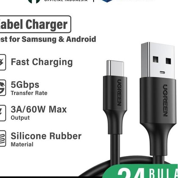 Jual Ugreen Abel Data Fat Charging Charger Ub To Type C Rubber Cable ...