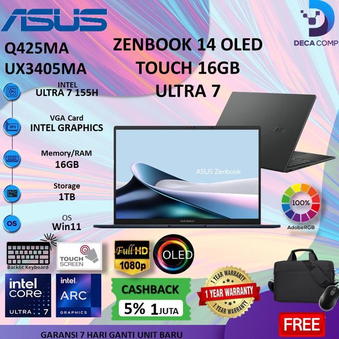 Jual Asus Zenbook 14 Oled Q425Ma/Ux3405Ma Touch Core Ultra 7 155H 16Gb ...