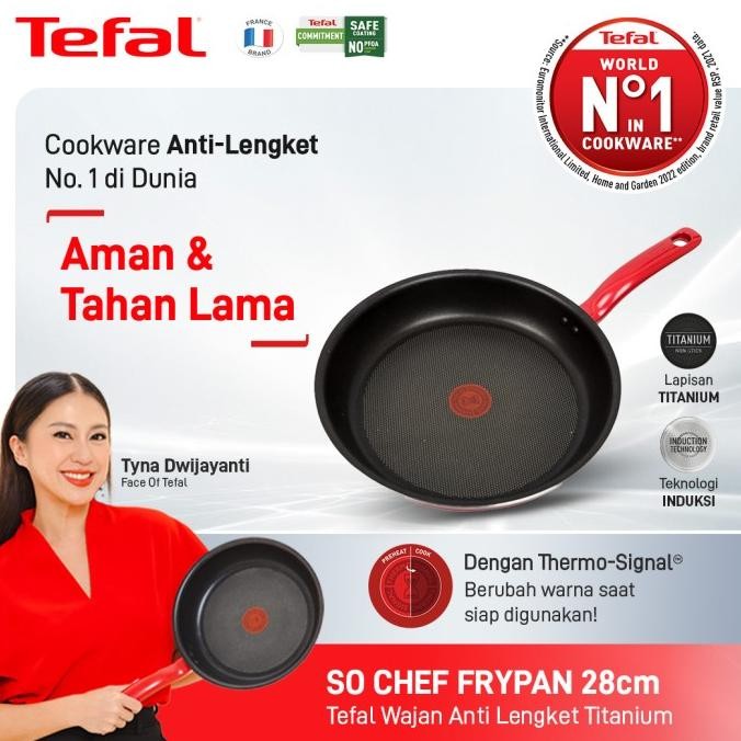 Jual Tefal Wajan Induksi Penggorengan Anti Lengket So Chef Frypan 28Cm Pan | Shopee Indonesia
