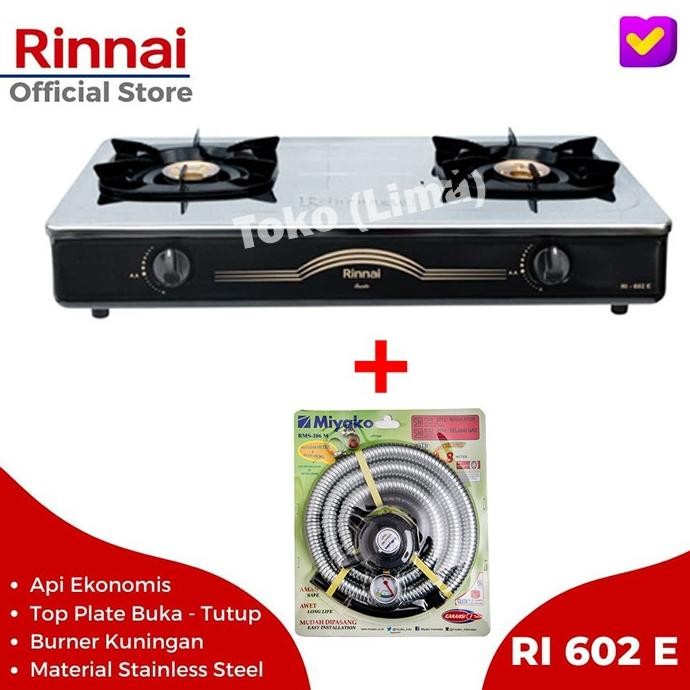 Jual Kompor Gas 2 Tungku Rinnai Ri 602 E Kompor Stainless Rinnai 602E | Shopee Indonesia