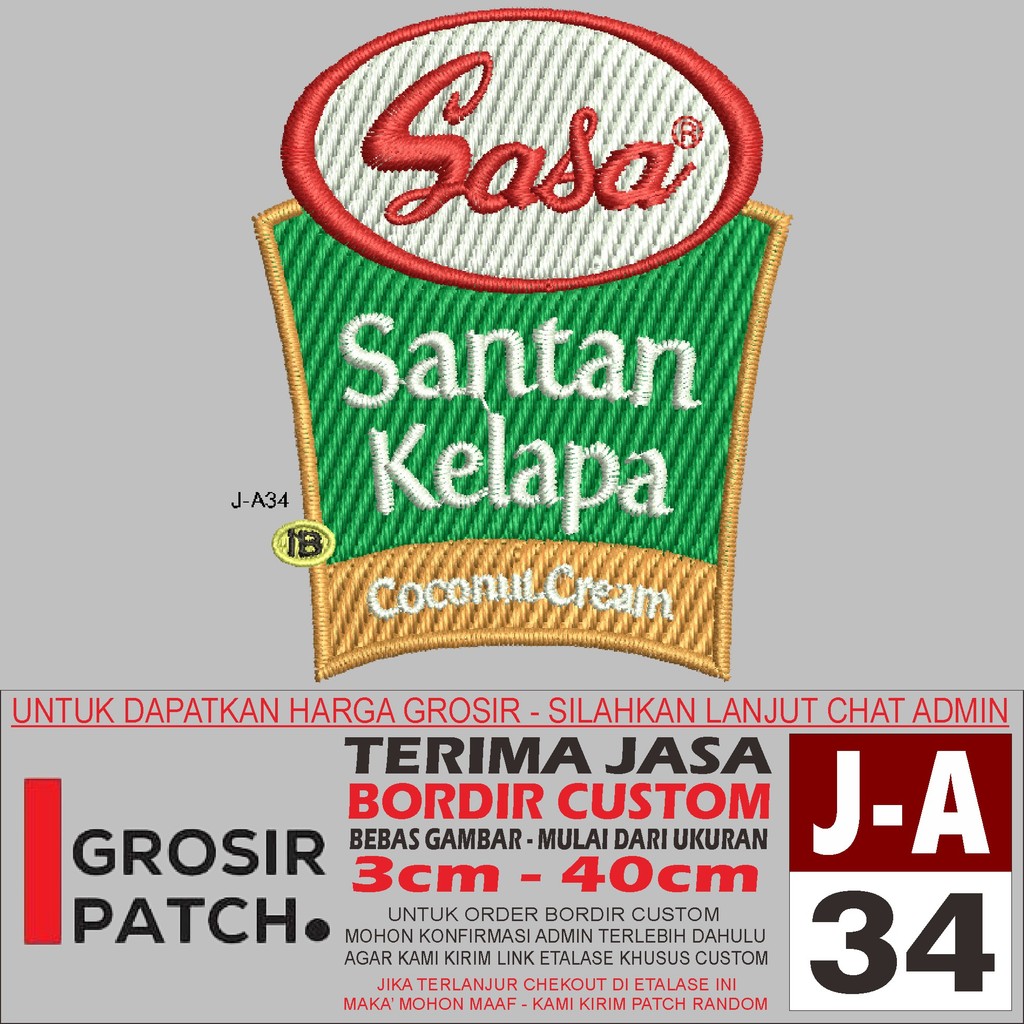 Jual J-A34 SASA SANTAN KELAPA COCONUT CREAM PATCH BORDIR LOGO ...