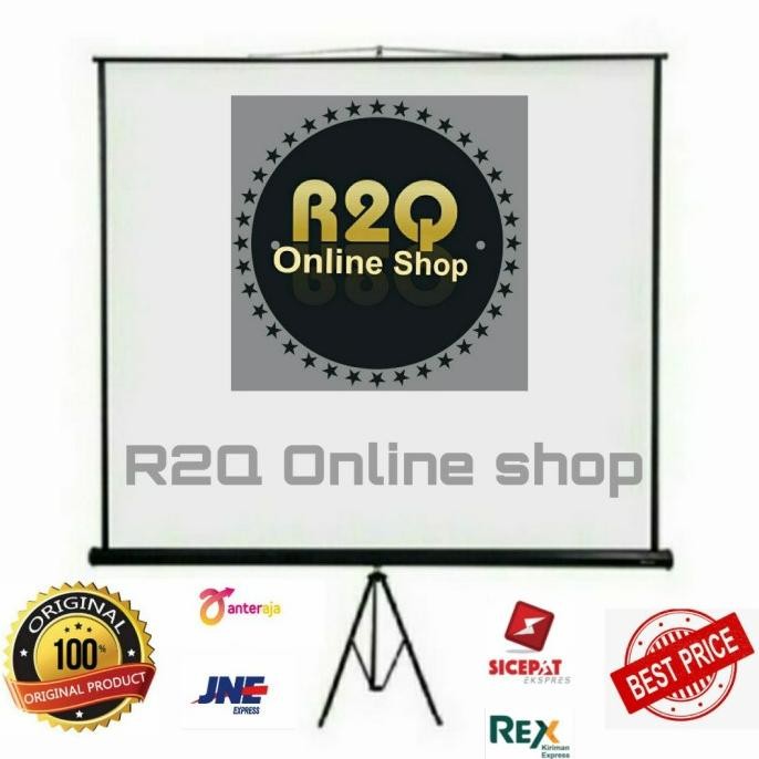 Jual Layar Proyektor Manual Tripod 84 Inch/Screen Projector Tripod 84 ...