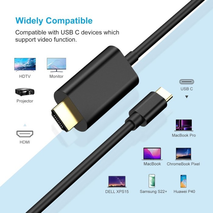 Jual Kabel MHL USB Type C 3.1 to HDMI TV Converter 4K 2 Meter / Kabel ...