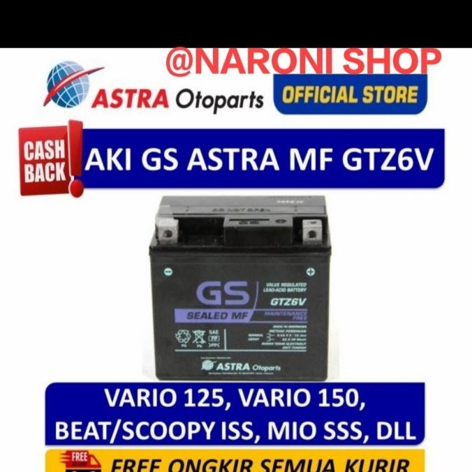 Jual Aki Motor Gs Astra Gtz6V/Gtz7S Untuk Vario125/150,Satria Fu ...