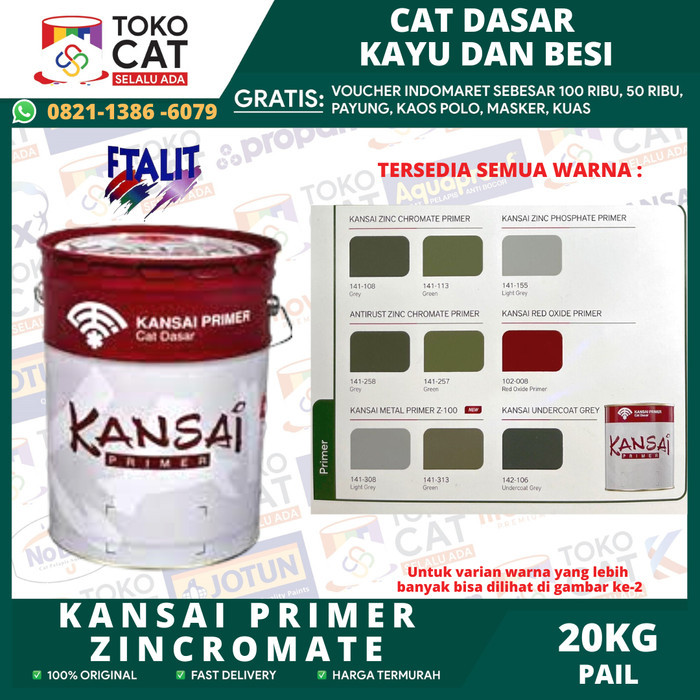 Jual Cat Dasar Kansai Zinc Chromate / Cat Anti Karat Warna Hijau Abu 25 ...