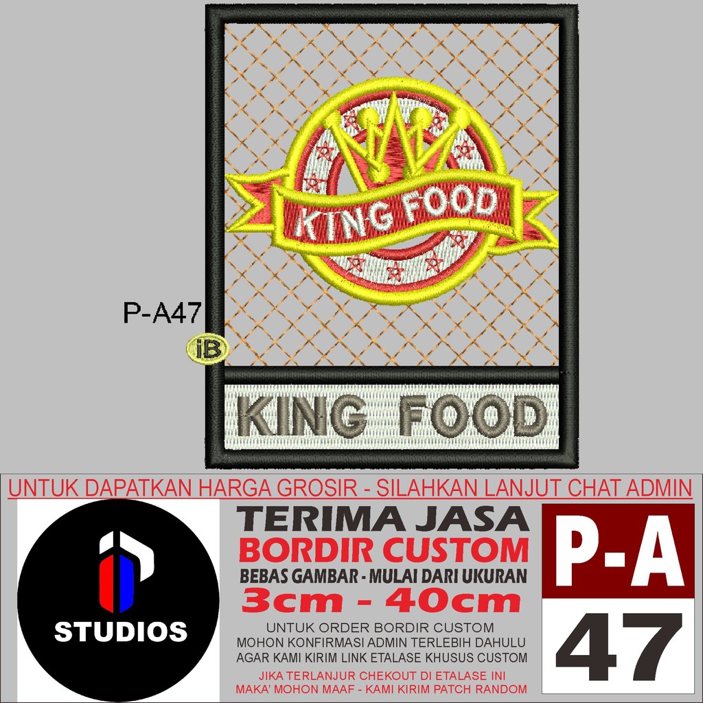 Jual I STUDIOS PATCH BORDIR LOGO P-A47 PT KING FOOD - REVIEW/TESTIMONI ...