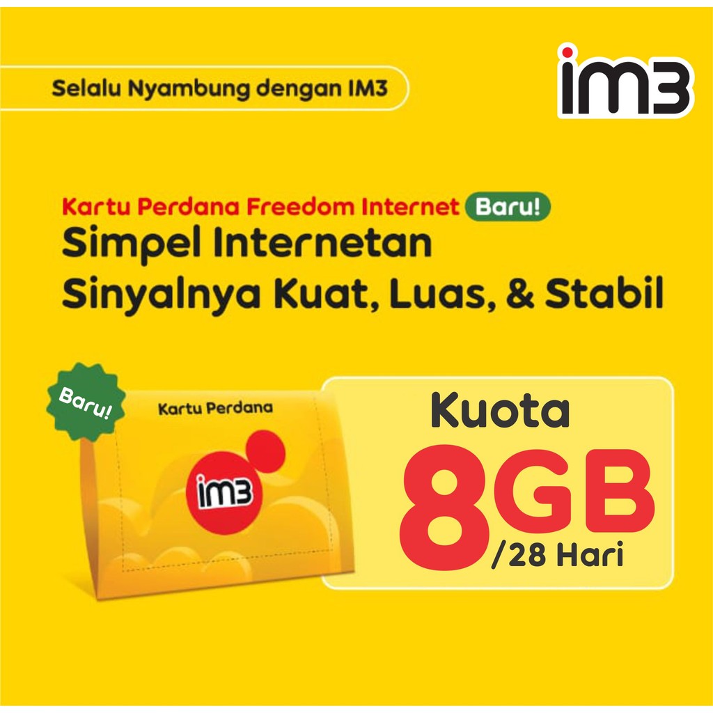Jual [SEGEL] Kartu Perdana IM3 8GB 28 Hari (Kalimantan,Sulawesi,Papua,Maluku) | Shopee Indonesia