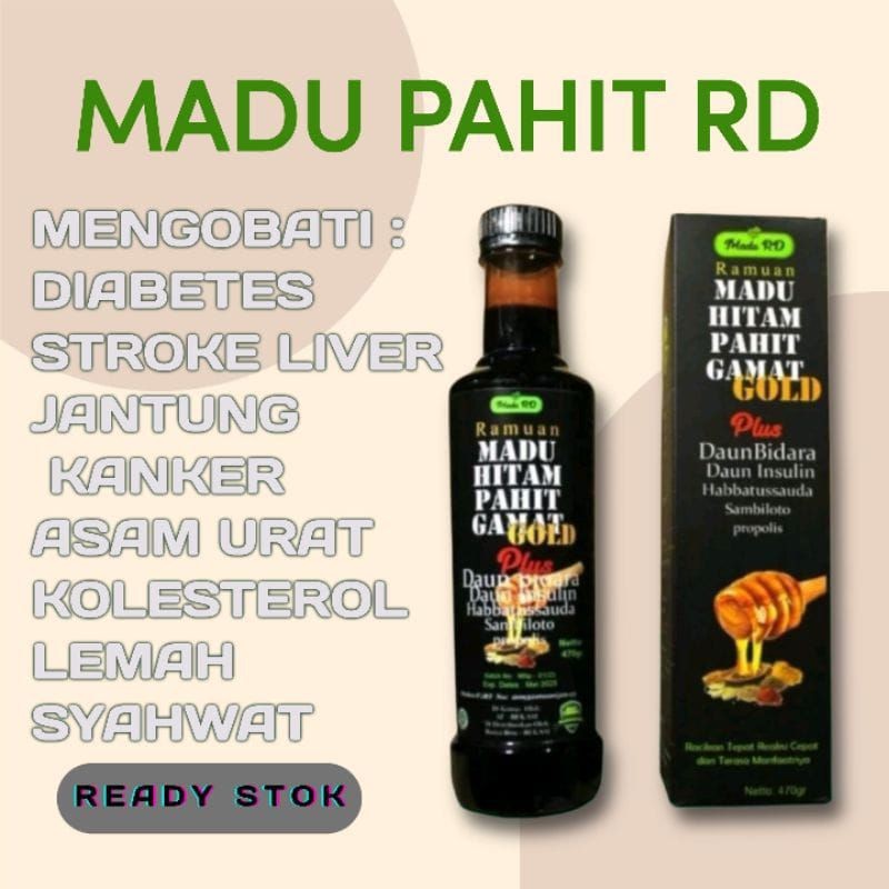 Jual MADU RAMUAN HITAM PAHIT GAMAT GOLD 470 GRAM MADU RD - MADU HITAM ...