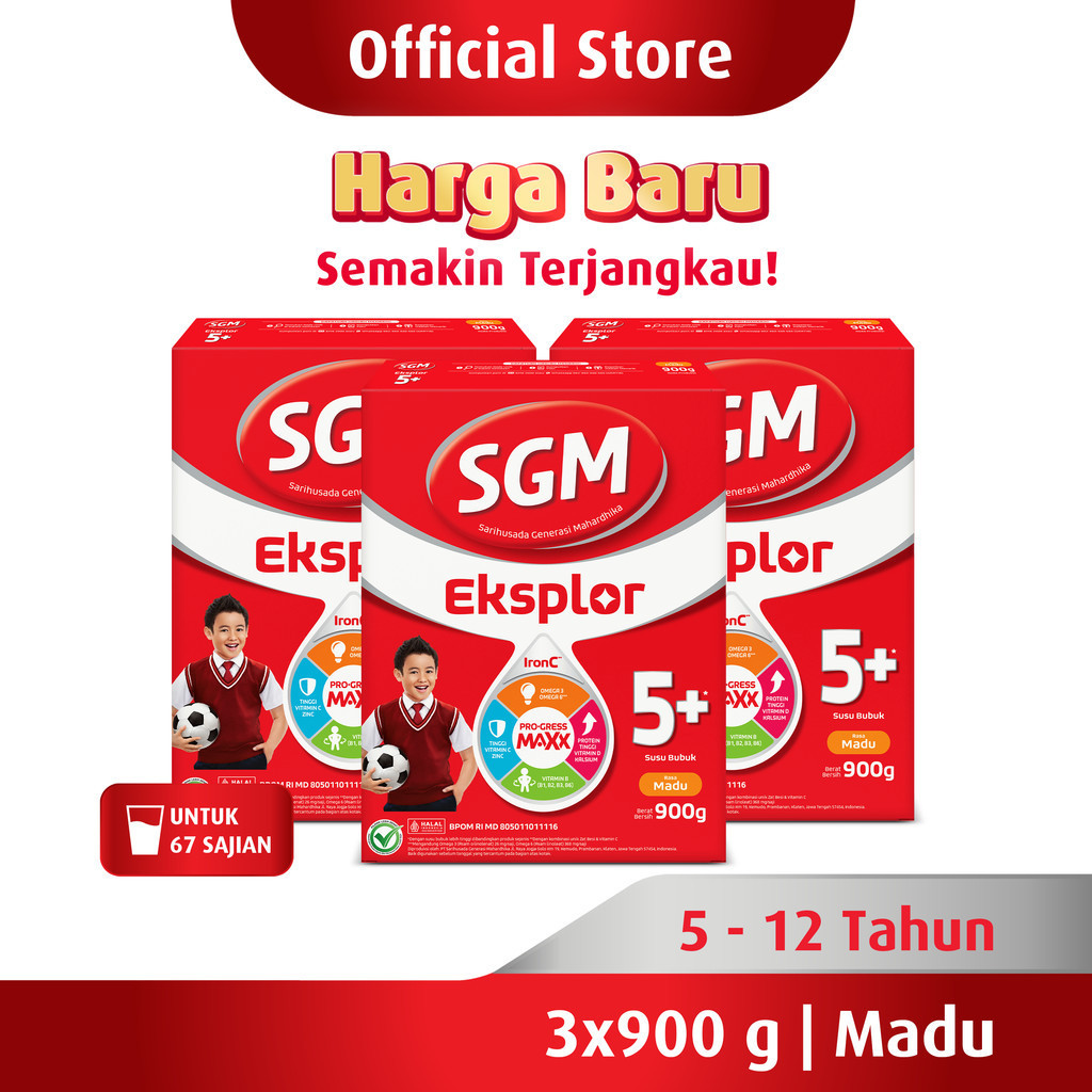 Jual SGM Eksplor 5+ dengan IronC Susu Bubuk Rasa Madu 900GR x 3 ...