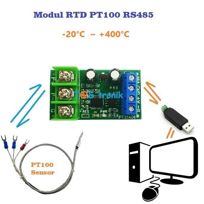 Jual RTD PT100 TRANSMITTER RS485 MODBUS RTD MODUL TEMPERATURE SENSOR ...