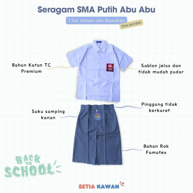 Jual ORIGINAL Stelan Seragam Sekolah SMA SMK Putih Abu Abu Pendek / 1 ...
