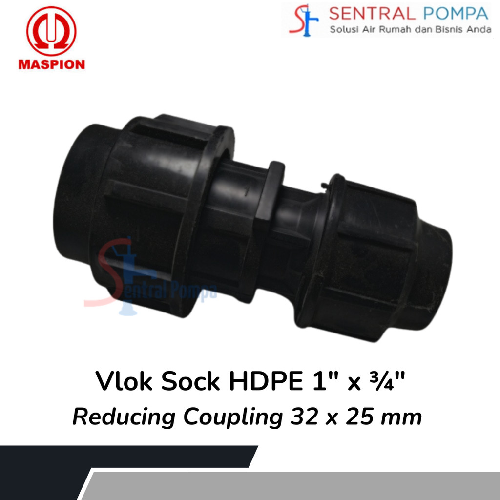 Jual Vlock Sock HDPE 1" x 3/4" Sambungan Soket PE Hitam Pipa PDAM 1 x 3 ...