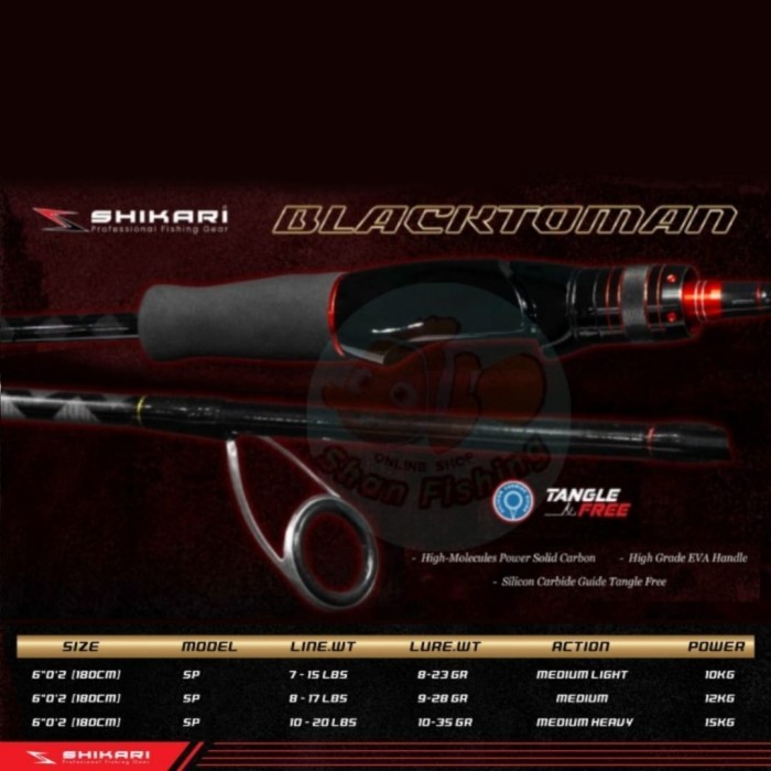 Jual Ready Joran Spinning Shikari Black Toman 180cm ( Free Packing Pipa ...