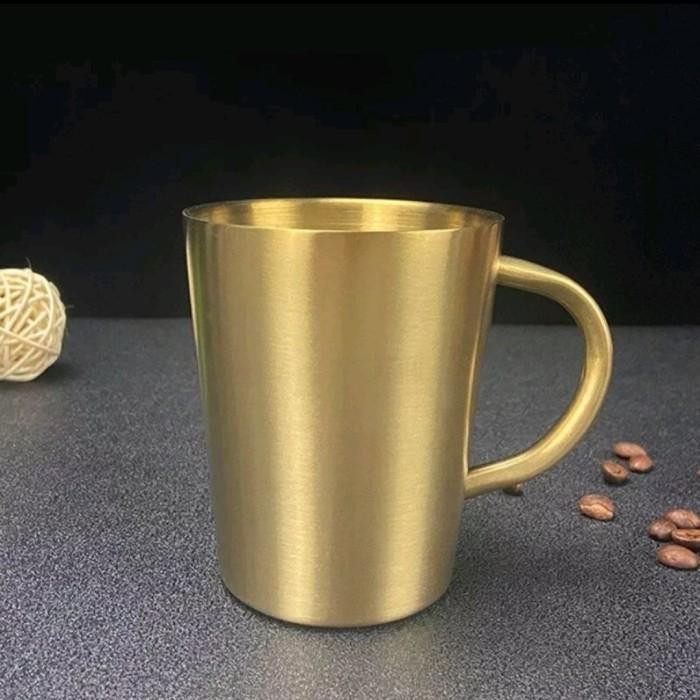 Jual Mug Stainless Gold Sus 304 Cangkir Gelas Minum 300 Ml | Shopee ...