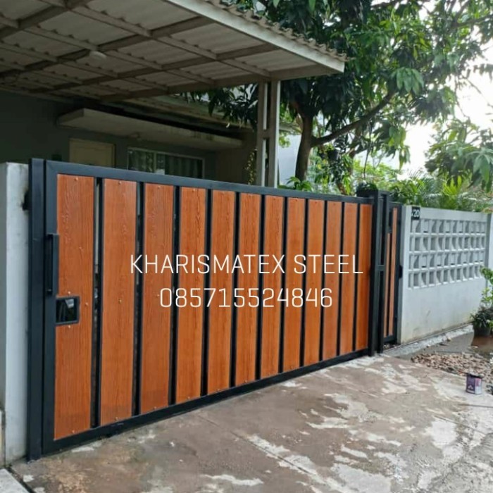 Jual pagar besi wood plank motif kayu Serpong Garden 2 | Shopee Indonesia