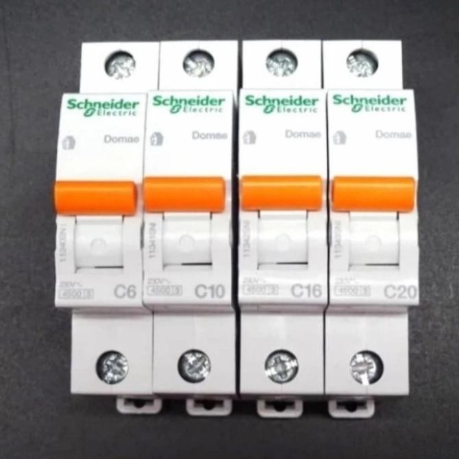 Jual MCB SCHNEIDER DOMAE 6A 10A 16A 20A, 1P 1 PHASE SCHNEIDER ORIGINAL -10A | Shopee Indonesia