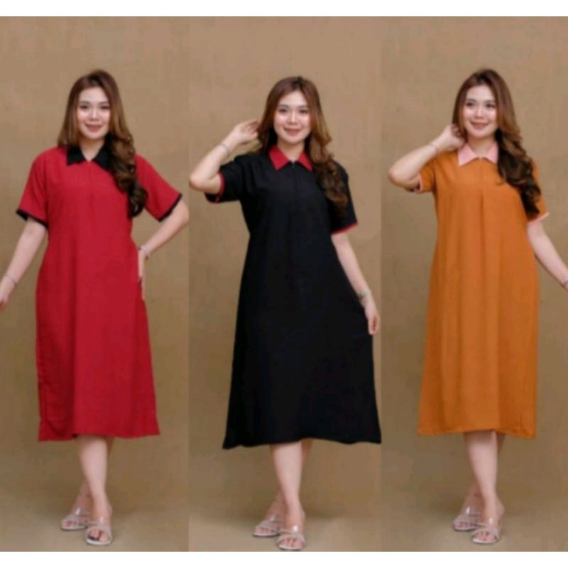 Jual Daster kringkel model kombinasi kerah | Shopee Indonesia